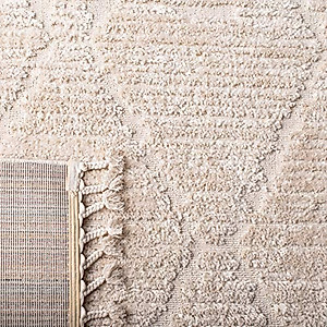 SAFAVIEH Marrakech Collection 5'3" x 7'6" Beige MRK517C Handmade Moroccan Boho Tribal Tassel Area Rug