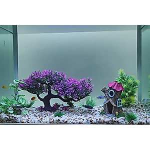 HRRIVE Fish Tank Aquarium Plants, Professional Fish Tank Decorations, Artificial Aquatic Plants, Betta Fish Accessories, Curved Branch Design, Made of Plastic, Pack of 1, Purple