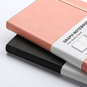 Graph Paper Notebook 2 Pack - RETTACY Graph Paper Journal for Women with 384 Pages,Hard Cover,100gsm Thick Graph Paper,5.75'' × 8.38''