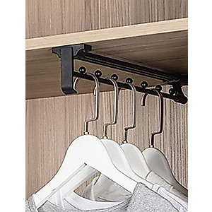 Autuwintor Hanger Rail Pull-Out Closet Rod Telescopic Wardrobe Pull Out Clothes Hanger Rail with Mounting Screws Top-mounted Black 14" Heavy Duty Retractable Quantity-1pcs