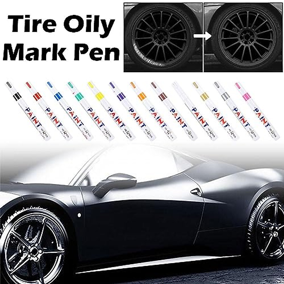 JHIALG Tire Marker Lettering Tire Paint Pen Markers, Waterproof Oil Based Paint Markers for Car Tire Tread Rubber Metal