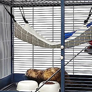 2 Pieces Reversible Cat Hanging Hammock Soft Breathable Pet Cage Hammock with Adjustable Straps and Metal Hooks Double-Sided Hanging Bed for Cats Small Dogs Rabbits, Medium