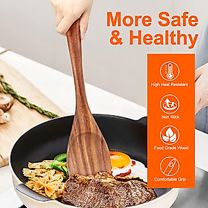 14 Inch Large Wooden Spoon for Cooking Mixing Spoon Serving Spoons Big Non Stick Wood Spoon Spatula Long Handle Spoon Stirring Cooking Spoon