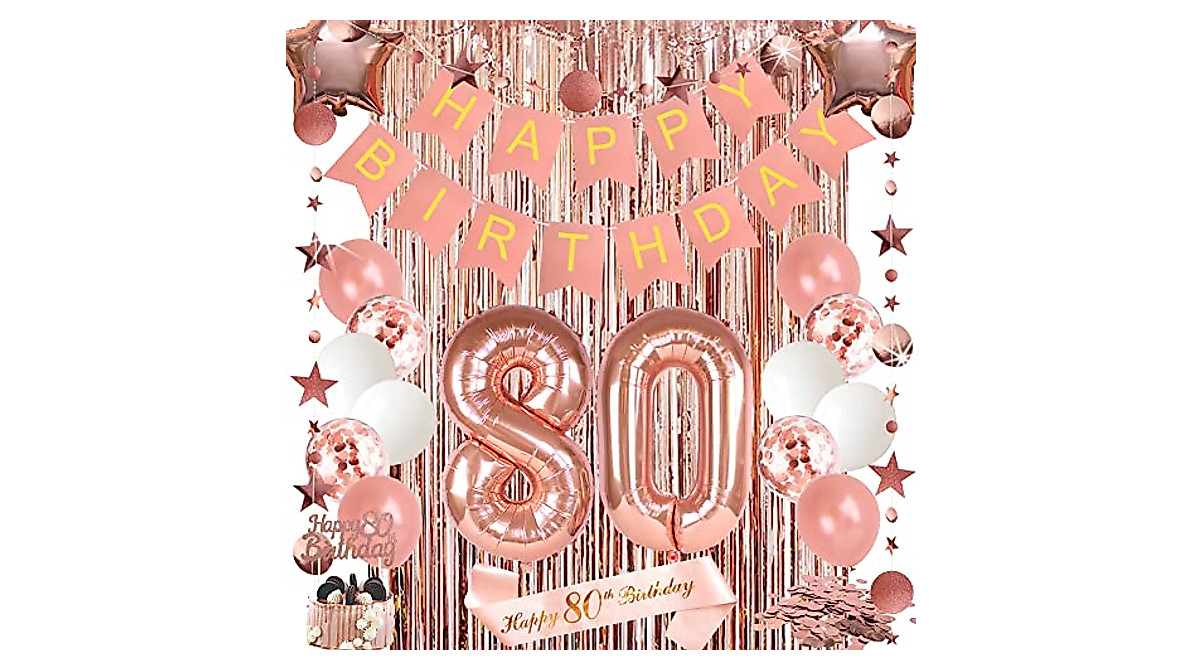 80th Birthday Decorations for Women - Rose Gold Party Kit | Zilue