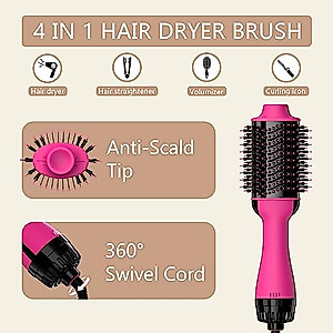 Hair Dryer Brush Blow Dryer Brush in One Upgraded 4 in 1 Hair Dryer and Styler Volumizer with Negative Ion Anti-frizz Ceramic Titanium Barrel Hot Air Brush
