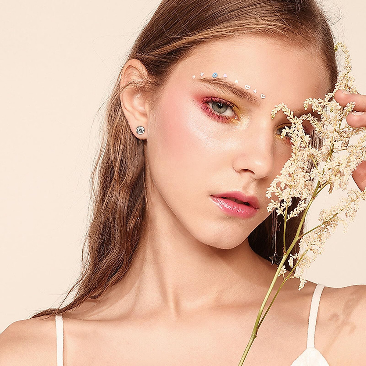 SMILEST Moissanite Stud Earrings for Women, 3 ct D Color VVS1 Clarity Brilliant Round Cut Simulated Diamond Earrings 18K Gold Vermeil 925 Sterling Silver 3-Prong Moissanite Earrings for Women Men