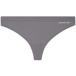 Reebok Women's Thong Underwear - 3 Pack or 6 Pack Performance Stretch Sexy Seamless Thong Panties for Women (Sizes: S-XL), Size X-Large, Black/Rose Dust/Grey - 3pk