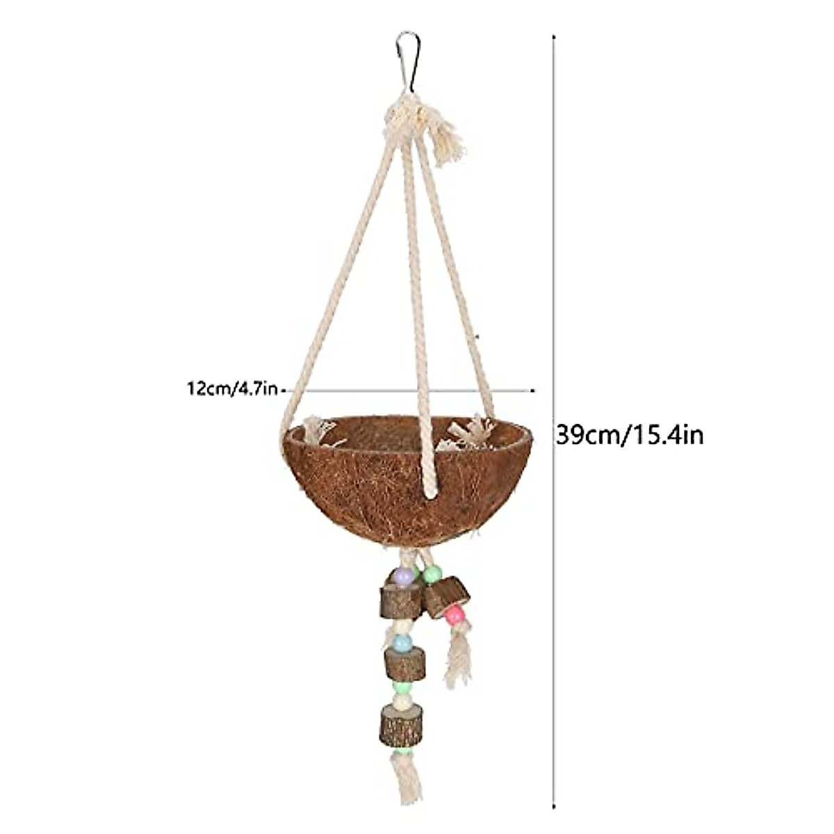 Parrot Coconut Shell Swing Parrot Swing Toy Bird Chewing Toy Nature Wood Stand Parrot Cage Bite Toys for Small Medium Birds