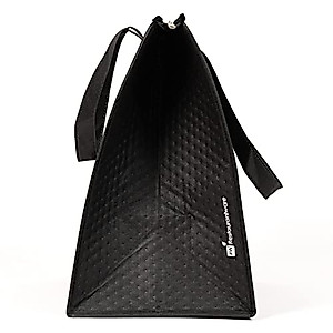 Cater Tek 14.9 x 13.1 x 9.4 Inch Food Delivery Bags, 10 Insulated Food Carriers - Leakproof, Reusable, Black Non Woven Fabric Catering Bags, For Hot Or Cold Meals