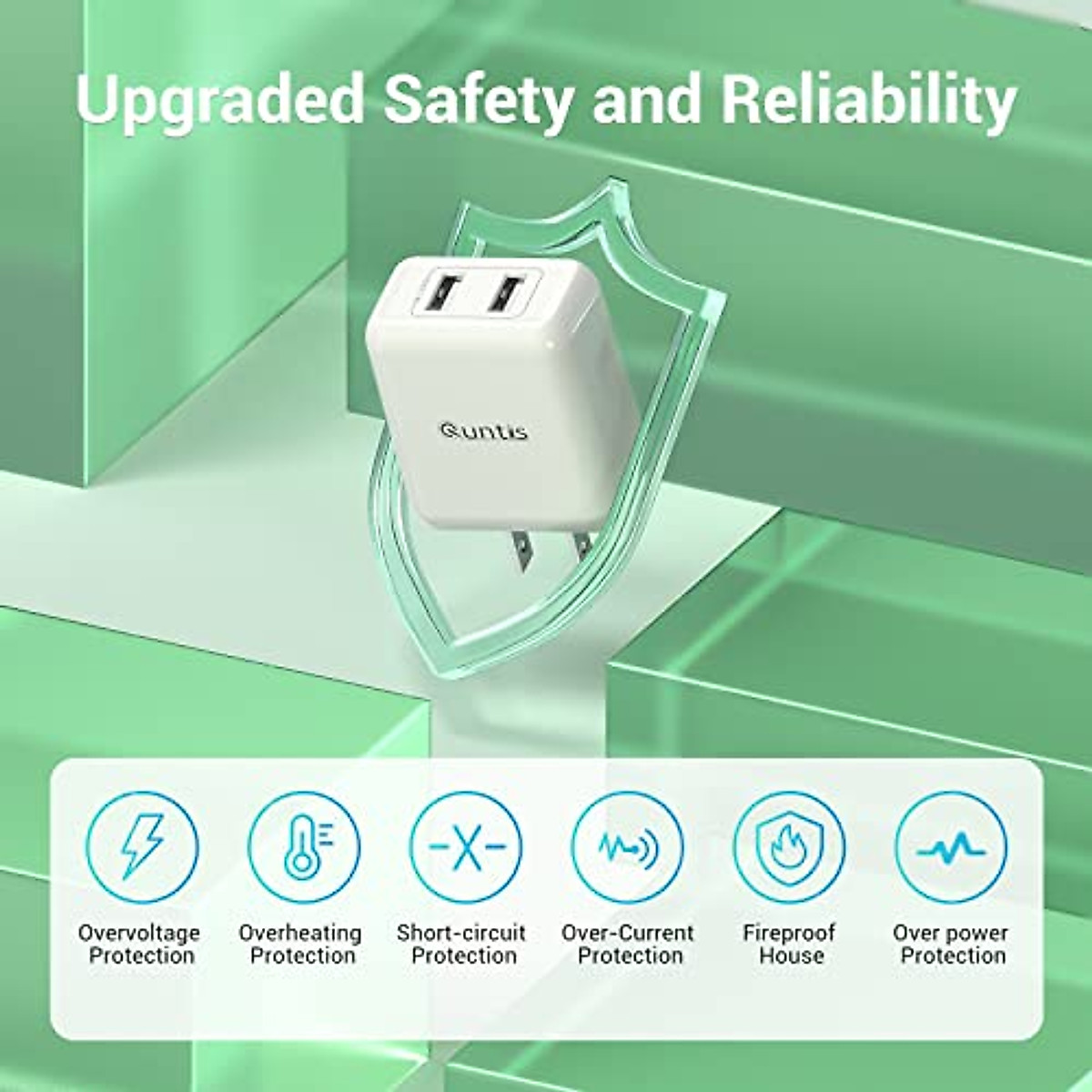 iPhone Charger MFi Certified, Quntis 2Pack 6.6ft Lightning Charging Cable Cord with Dual Port USB Wall Charger Block Adapter for iPhone 14 13 12 SE 11 Max XS XR X 8 7 6s 6 Plus iPad Pro iPod Airpods
