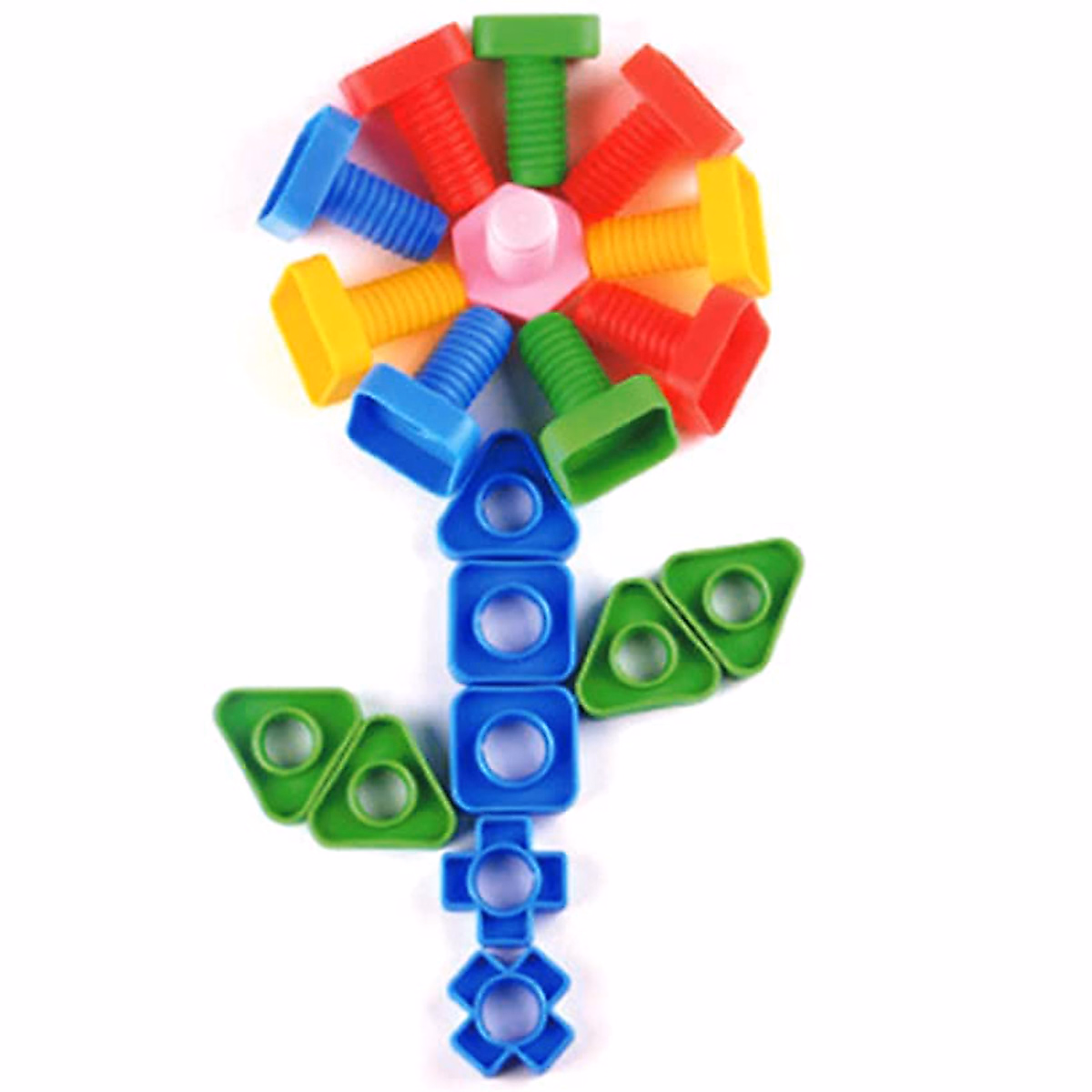 Jumbo Nuts and Bolts for Toddlers - 40 Pcs Screw Toys for Toddlers 1-3 - Occupational Therapy Toys with Storage Tote and Book - Shape Sorter Fine Motor Toys - Manipulatives for Preschoolers