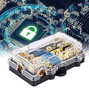 Fused Power Distribution Block, 1 in 3 Way Distribution Block ANL Fuse Holder,Max 24V 60A Zinc Alloy Plastic Case Fuse Box for Car Stereo Amplifier