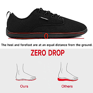 Geweo Barefoot Shoes Women Minimalist Sneakers for Men Extra Wide Toe Box Zero Drop Sole Flat Running Walking Footwear Weightlifting Size 11.5 Women/10 Men Casual Breathable Lightweight Black 43