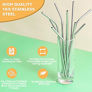 Reusable Stainless Steel Straws -16 Pack 10.5" & 8.5" Reusable Straws with 4 Straw Cleaner Brush and 16 Silicone Tips with 1 Travel Case, Eco Friendly Extra Long Metal Straws for 20 24 30 oz Tumbler