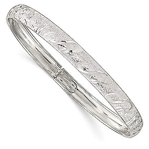 IceCarats 925 Sterling Silver 6.5mm Flexible Bangle Bracelet