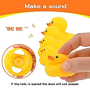 Zelobely Ducks for Cars - Rubber Duck for Dashboard of Car, Yellow Duck Car Dashboard Decorations, Squeak Ducks Car Ornaments Car Décor Accessories with Hat Swim Ring Necklace Sunglasses for Décor