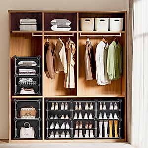 10-Tier Portable Shoe Rack Organizer for Closet Entryway 40 Pairs Shoe Storage Cabinet with Doors Shoe Rack with Cover Plastic Freestanding Stackable Shoe Organizer Shelves for Closet Entryway Bedroom