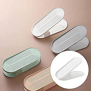 iplusmile Sneaker Thickened for Shelf Adjustable Holder Cabinet Bracket Clo, White Plastic Removable High Storage Clo Style Double-Layer Slipper Slots Support Stacker Dorm Shoe Organizer,