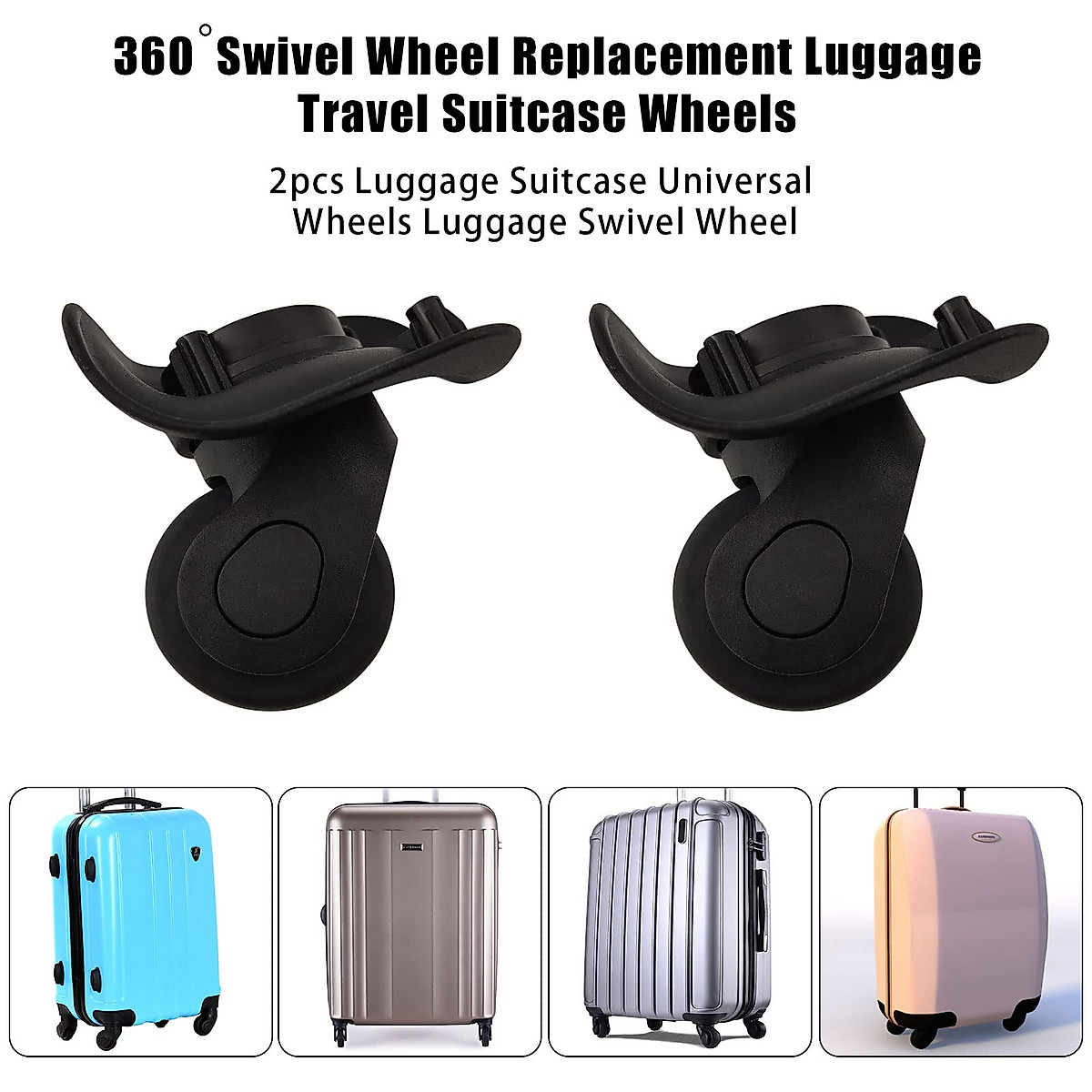 1 Pair Luggage Suitcase Wheel, A08 Trunk Luggage Wheel Spare Part (W041-2 Small) Plastic 360 Swivel Universal Wheel Replacement Luggage Wheel for suitcases/Draw Bar Box