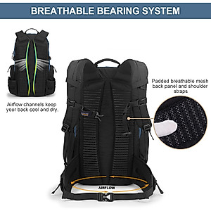 MOUNTAINTOP 35L Hiking Backpack for Women & Man Outdoor Backpack with Rain Cover for Camping, Cycling and Traveling, Flowerarmygreen