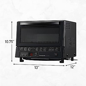 Panasonic NB-G110P-K Toaster Oven FlashXpress with Double Infrared Heating and Removable 9-Inch Inner Baking Tray, 1300W, 4-Slice, Black