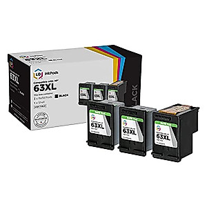 LD InkPods Ink Cartridge Replacements for HP 63XL (Black, 3-Pack with OEM printhead)