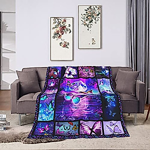 Butterfly Blanket for Women Girls Super Soft Cozy Purple Butterfly Fleece Throw Blanket Warm Fuzzy Plush Fantasy Butterfly Gifts for Women Flannel Gift Blankets for Kids Adults 50"x40"