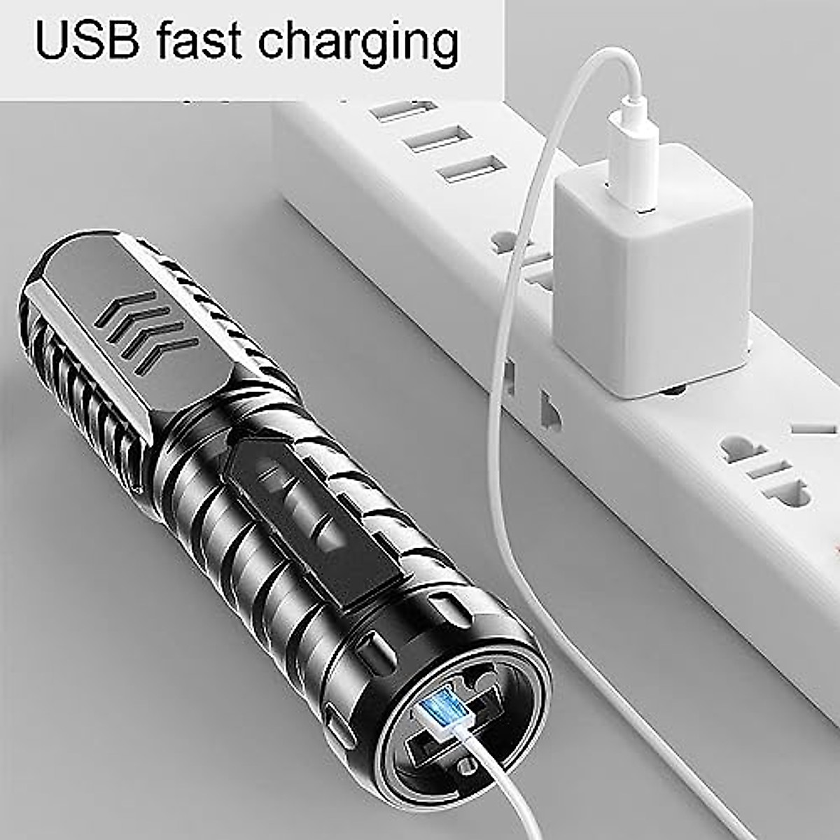 German High Tech Flashlight, Multifunctional Rechargeable Flashlight German, Tactical Flashlights High Lumens, Black Technology Flashlight, Flashlights for Camping, Rechargeable Flashlight (2pcs)