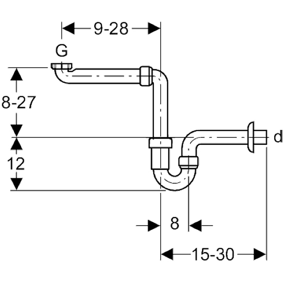 Geberit Space-saving siphon 11/2 "x 40 mm 151.107.11.1,Weiß
