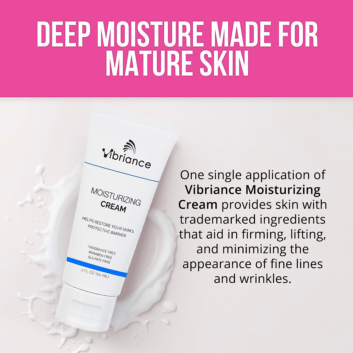 Vibriance Moisturizing Face Cream, 2 Fl Oz - Nourishing and Non-Greasy with Plant-Based Ingredients - Softening, Ultra-Hydrating, Fast-Absorbing Facial Moisturizer Cream for All Skin Types