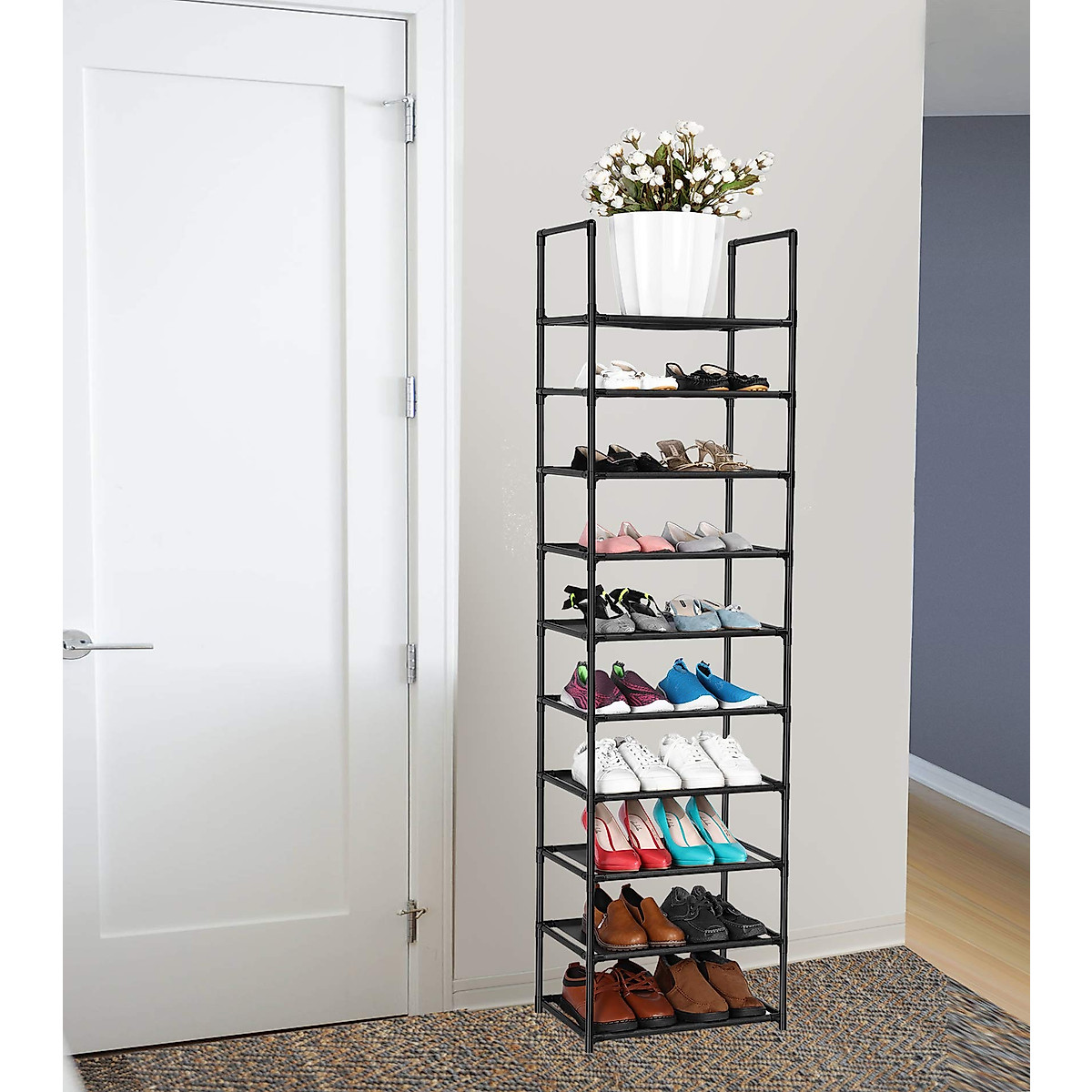 FIDUCIAL HOME 10 Tiers Shoe Rack 20-25 Pairs Sturdy Shoe Shelf