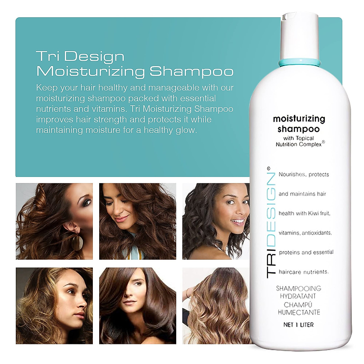 TRIDESIGN Hair Care Moisturizing Shampoo - Revitalizing Hair Shampoo with Topical Nutrition Complex for Men and Women, Home or Salon Shampoo, 10.5 Oz Hair Products to Hydrate & Nourish Hair