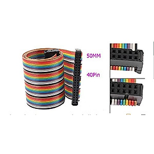 BUUSHI 2.54mm Pitch 40 Pin 40 Way F/F Connector IDC Flat Rainbow Ribbon Cable 1.7ft