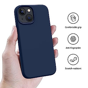 AOTESIER Shockproof Designed for iPhone 13 Mini Case, Liquid Silicone Phone Case with [Soft Anti-Scratch Microfiber Lining] Full Body Drop Protection 5.4 inch Slim Thin Cover, Navy Blue
