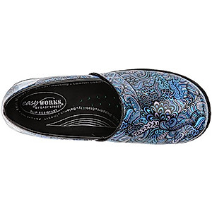 Easy Works Women's LYNDEE Health Care Professional Shoe, Blue pop Patent, 9 Wide