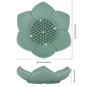 Linkidea 4 Pack Soap Dish with Drain, Silicone Bar Soap Holder for Bathroom, Flower Shape Soap Tray for Kitchen Sink
