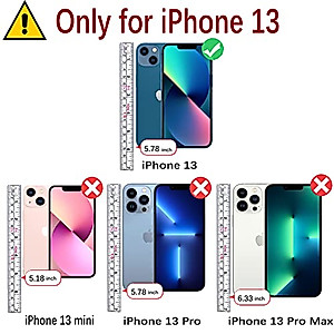 MONASAY iPhone 13 5G Wallet Case, 6.1-inch, [Glass Screen Protector Included] [RFID Blocking] Flip Folio Leather Cell Phone Cover with Credit Card Holder for Apple iPhone 13, Hot-Pink