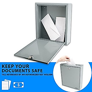 Barska Wall Mount Multi-Purpose Locking Mail Suggestion Drop Box with Key Lock for Home Office Classroom