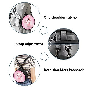 Upetstory Cute Axolotl Purse Small Crossbody Shoulder Bag Round Circle Bags Mini Backpack Purses Clutch Handbag for Women Teen Girls Travel Holiday Picnic Hiking Cycling
