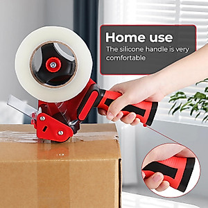 QILIMA Packing Tape Dispenser Gun 2" Light Seal Packing for Use Tape Dispenser Gun for Shipping, Moving, Carton and Box Sealing-Red
