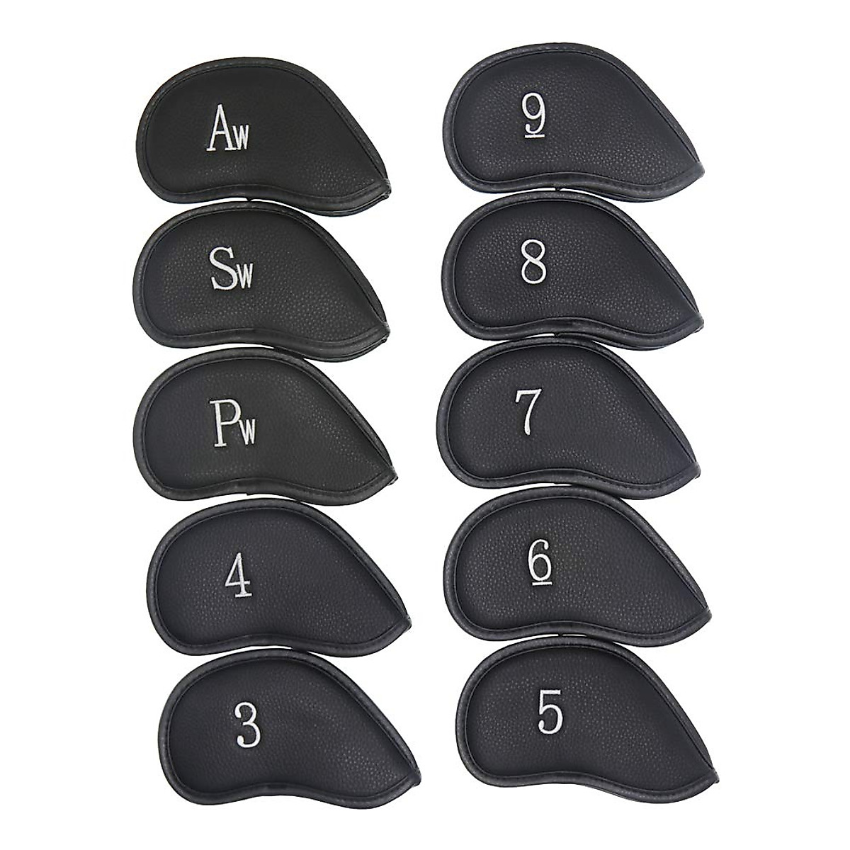HISTAR Golf 10pcs Thick Synthetic Leather Golf Iron Head Covers Set Headcover Fit All Brands Titleist, Callaway, Ping, Taylormade, Cobra, Nike, Etc