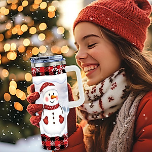 Custom Christmas Tumbler Photo - Personalized 40 Oz Tumbler with Handle Straw Lid,Insulated Xmas Tumbler Coffee Mug Stainless Steel Travel Mug Christmas Gift for Kid Boy Girl Family