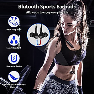 Wireless Earbuds, TITACUTE Bluetooth Headphone NeckBand Earphone for Samsung A53 A14 Galaxy S23 S22 S21 iPhone 13 Pro Max 14 11 XR Google Pixel 6 7 6a Magnetic Neck Strap Sport Headset with Microphone