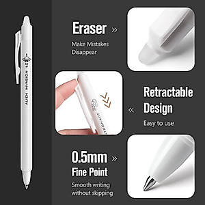DRMAVI Cute Erasable Pens black,Gel Pens Erasable,Retractable Astronaut Pen with Eraser,Fine Point 0.5mm,White Barrel,Smooth Writing Pens for Note Taking,Journal,Planners (Blue ink)
