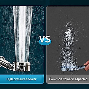 High Pressure Shower Head,360° Rotating Shower Head Holder 3 Settings with ON/OFF Switch,Drill-Free base,3 shower filters with 78" Stainless Hose shower head with handheld