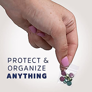 GPI Pack of 100-1" x 1" 2.5 mil Thick, Clear Plastic Jewelry Zip Bags, RECLOSABLE Strong Poly Baggies with Resealable Zip Top Lock for Pills, Meds, Jewelry, Travel, Storage, Packaging & Shipping.