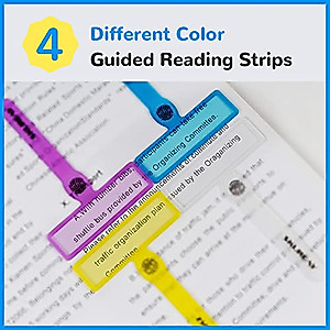 Guided Reading Strips, Dyslexia Tools for Kids, Colorful Text Overlays for Early Readers, ADHD Finger Trackers Highlight (2 Packs)