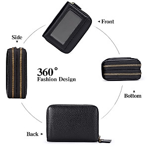 GOIACII Small Genuine Leather Wallet for Women, RFID Blocking Credit Card Holder Wallet