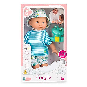 Corolle Bebe Bath Marin Baby Doll - 12" Soft-Body with Rubber Frog Toy, Safe for Water Play in Bathtub or Pool, Vanilla-Scented - for Kids sges 18 Months and up