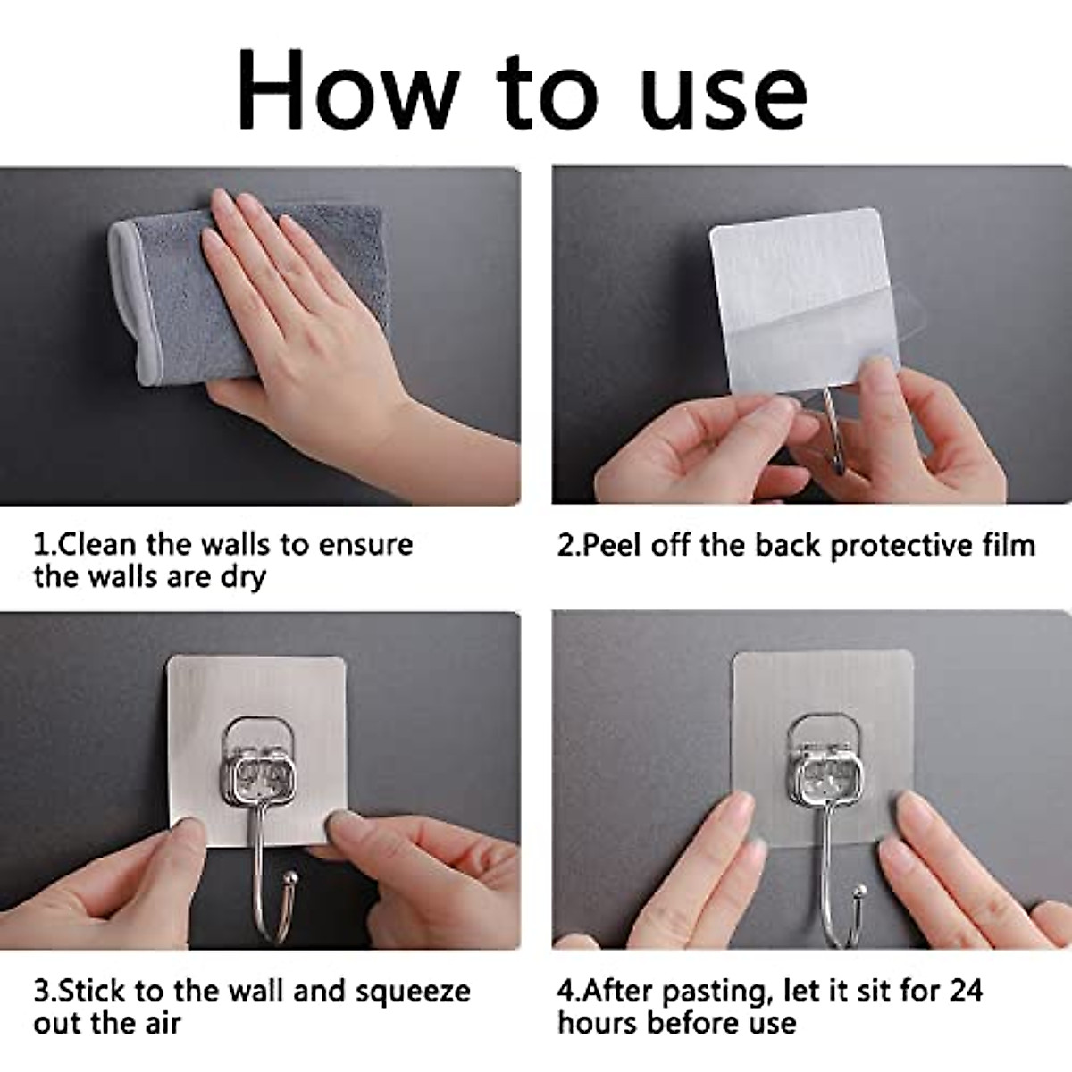 ZEZOKK Large Adhesive Hooks 22Ib(Max), Waterproof and Rustproof Wall Hooks for Hanging Heavy Duty to use Inside Kitchen, Bathroom, Home and Office,10 PCS